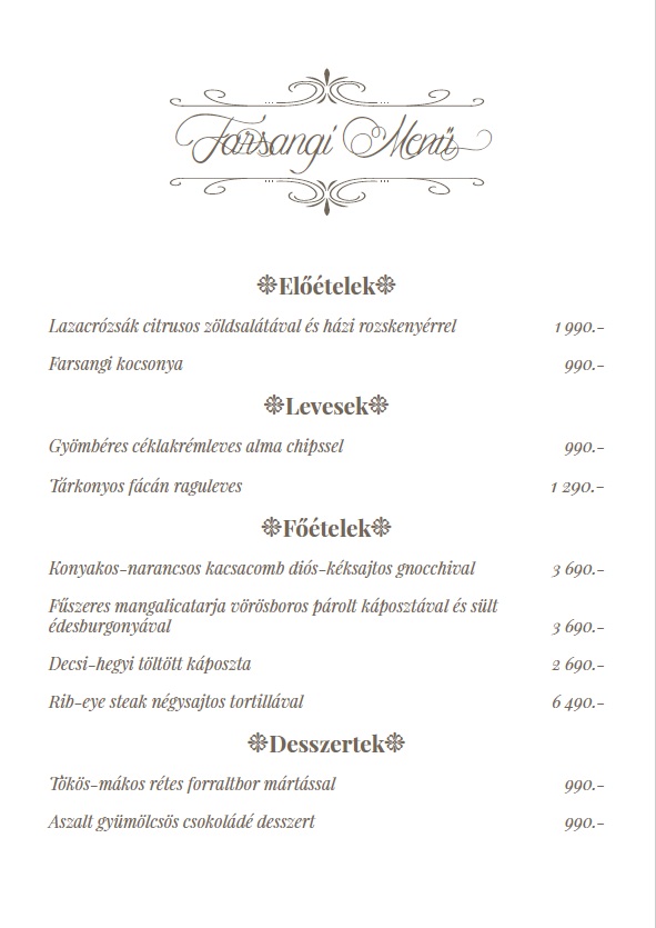 2017-es Farsangi Menü Ajánlatunk